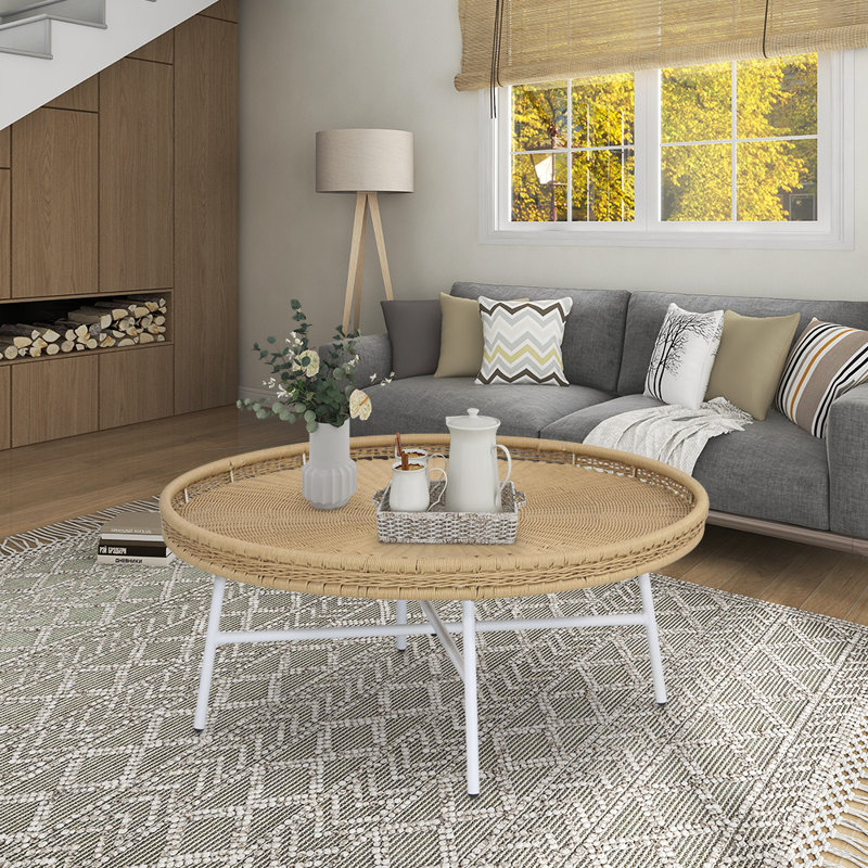 Bernabe Coffee Table Beachcrest Home Table Base Color White Table Top Color Natural